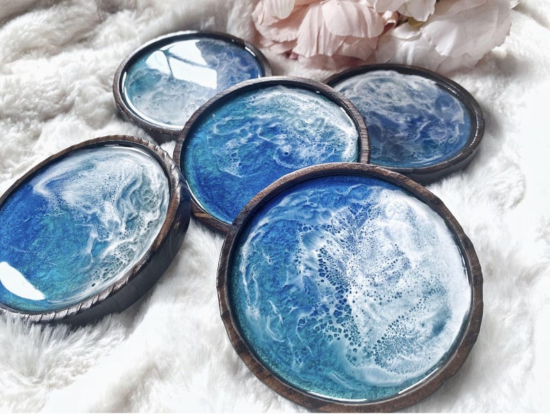 Ocean Coaster Set Made on Maui - Resin Beach Coaster - by TBM Creations ...