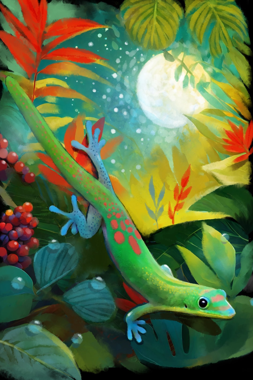 Gold Dust Day Gecko - Original Art Prints by Thomas Little - Etsy
