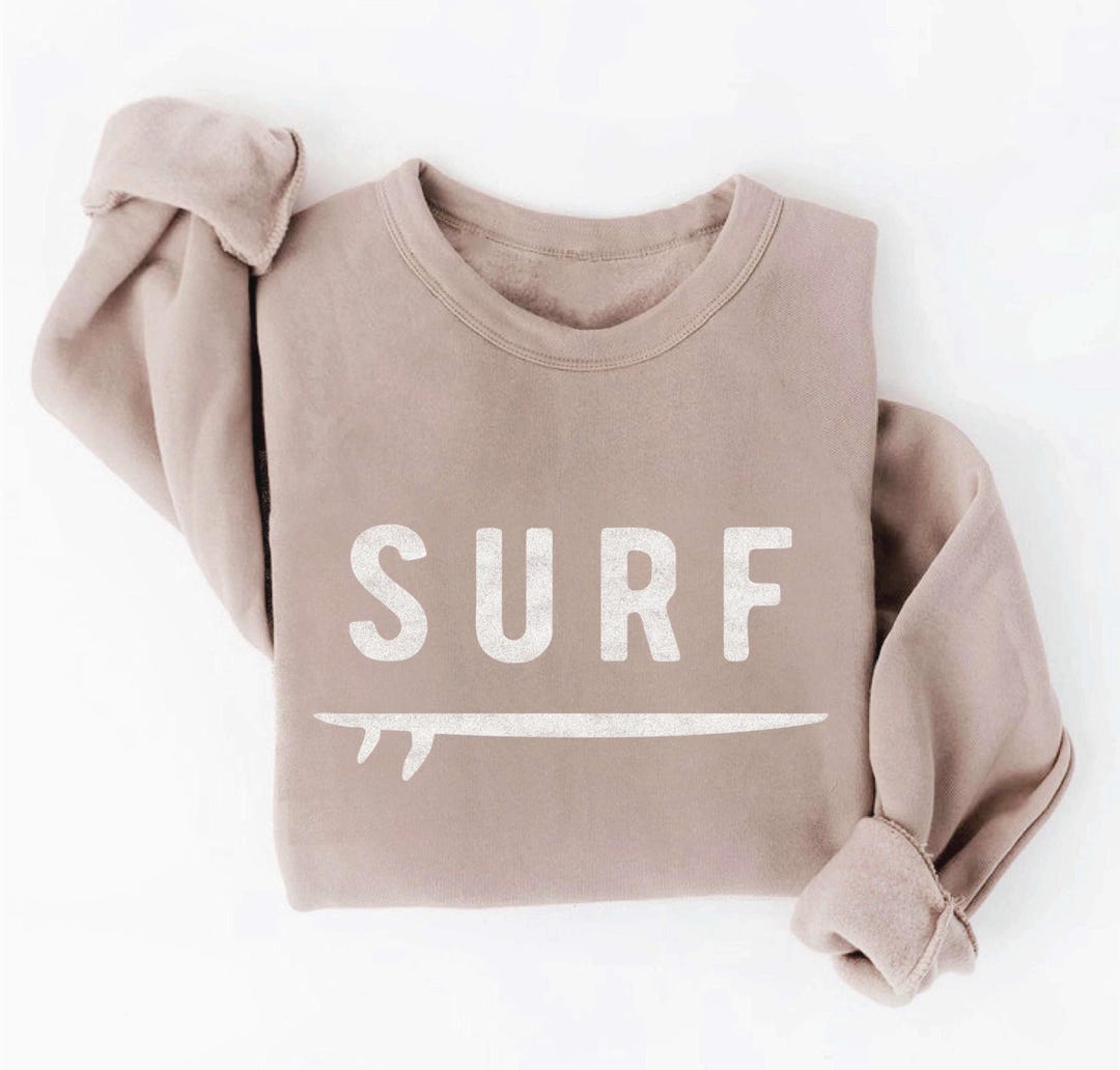 Surf Graphic Sweatshirt (tan Color) - by OAT COLLECTIVE - Etsy