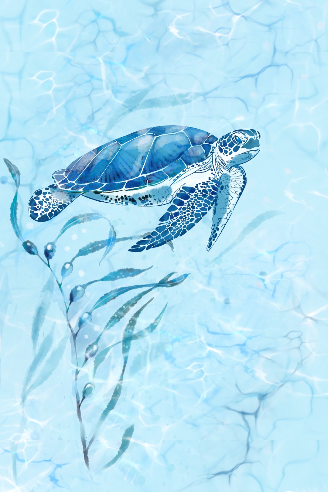 Blue Sea Turtle - Original Art Prints by Thomas Little - Etsy