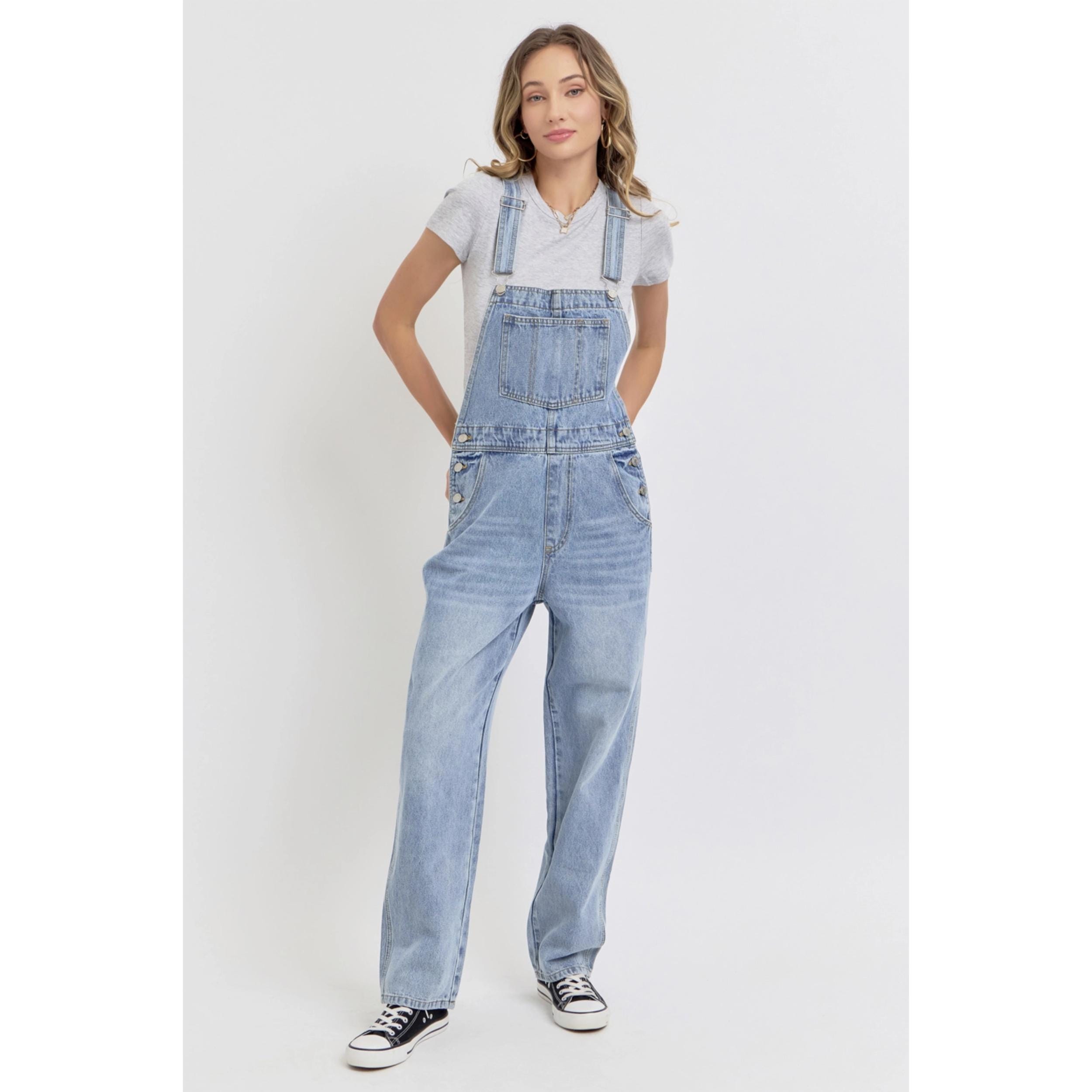 Light Wash Denim Overalls - Relaxed Slouchy Jumpsuit - Etsy