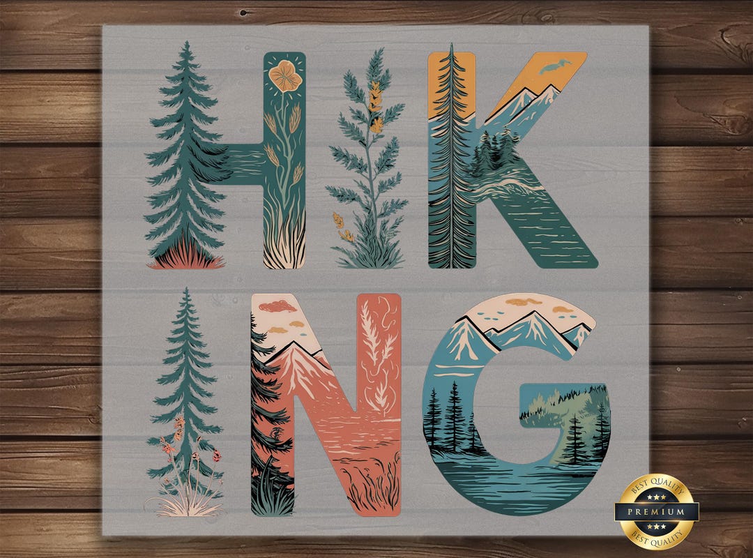 Hiking Nature Letters DTF Transfer: Camping Graphic - Etsy