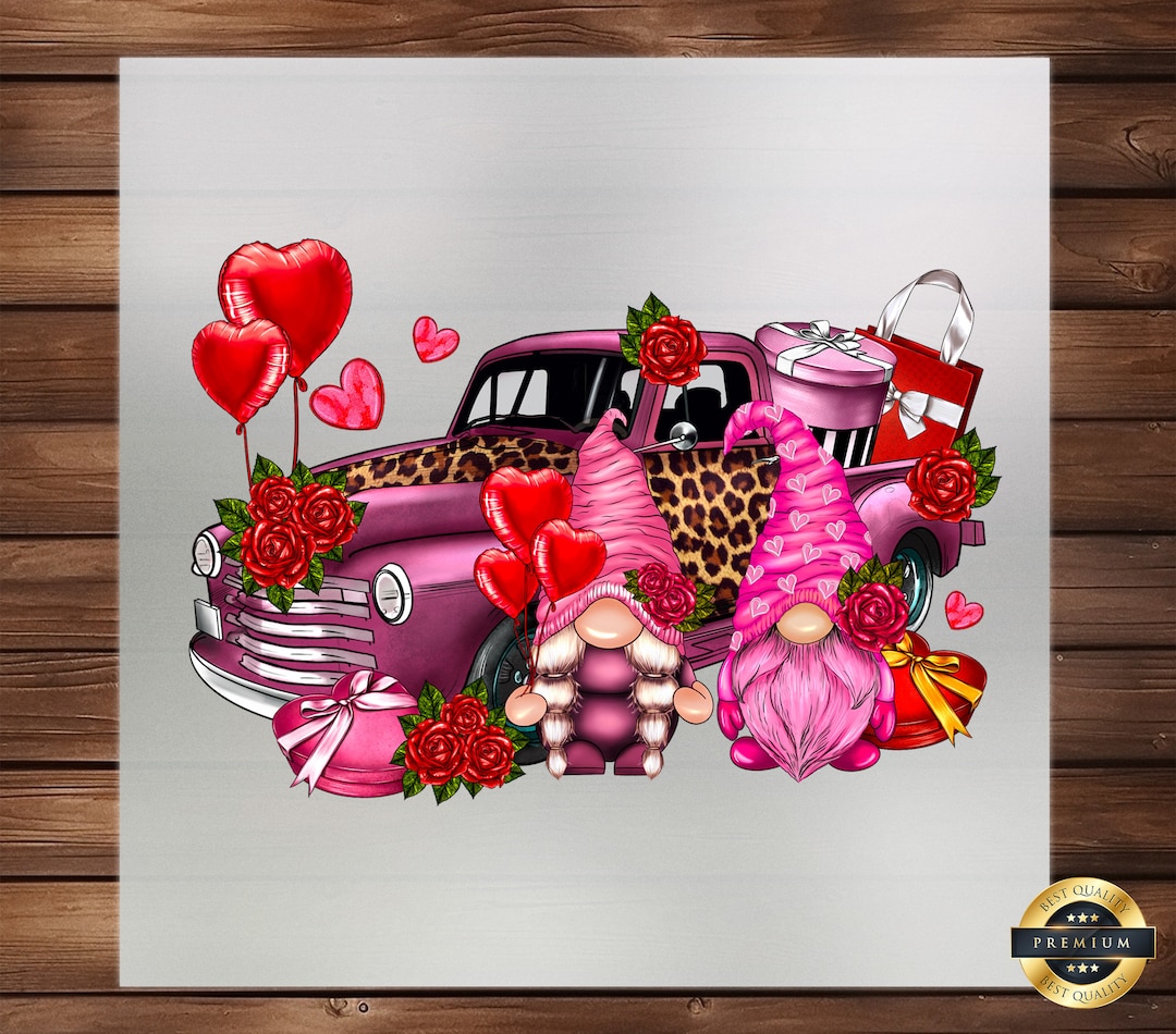 Valentine's Day Gnomes With Truck DTF Transfer Gnomes Spreading Love on ...