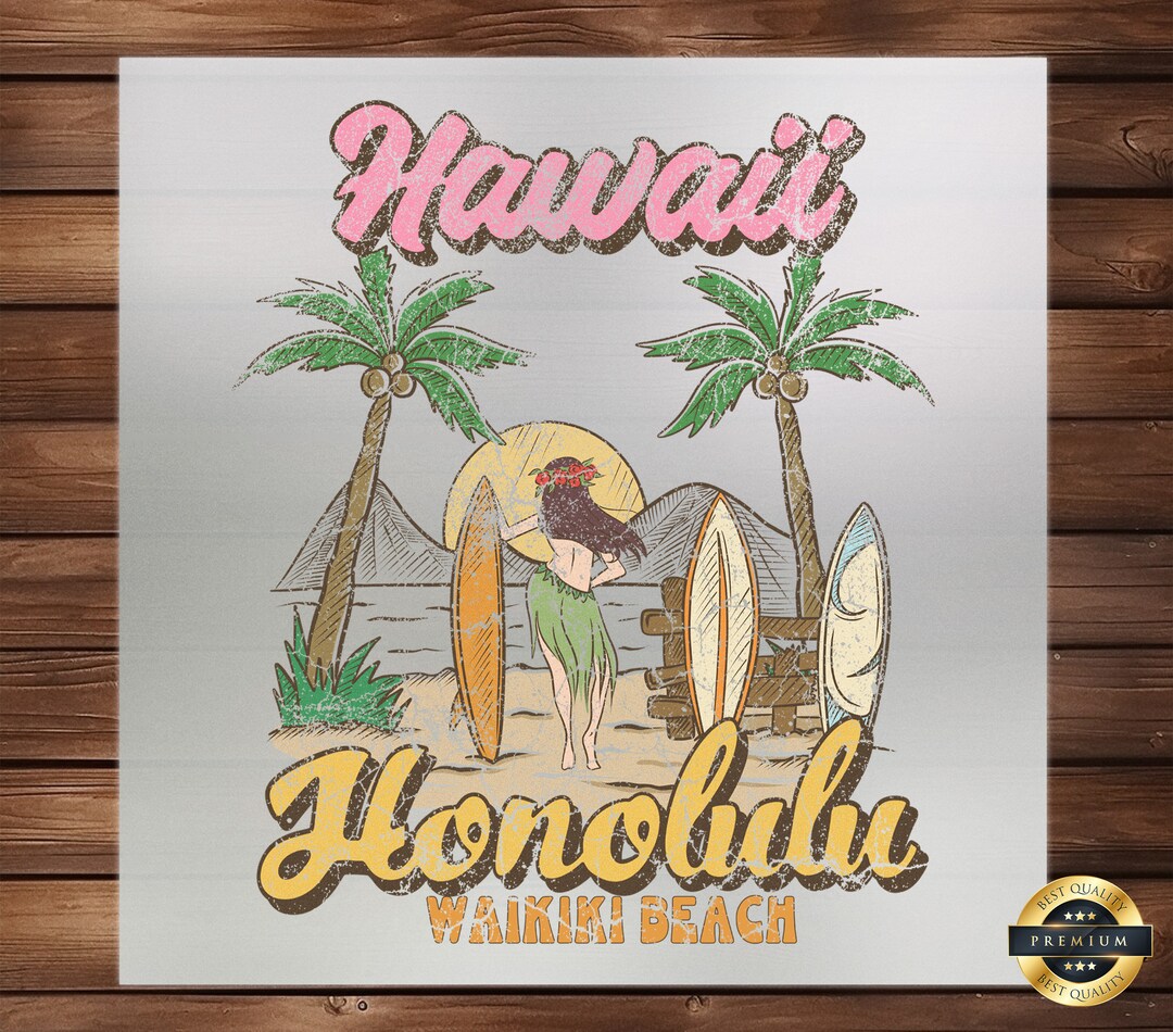 Hawaii Honolulu DTF Transfer: Tropical Island T-shirt Design - Etsy