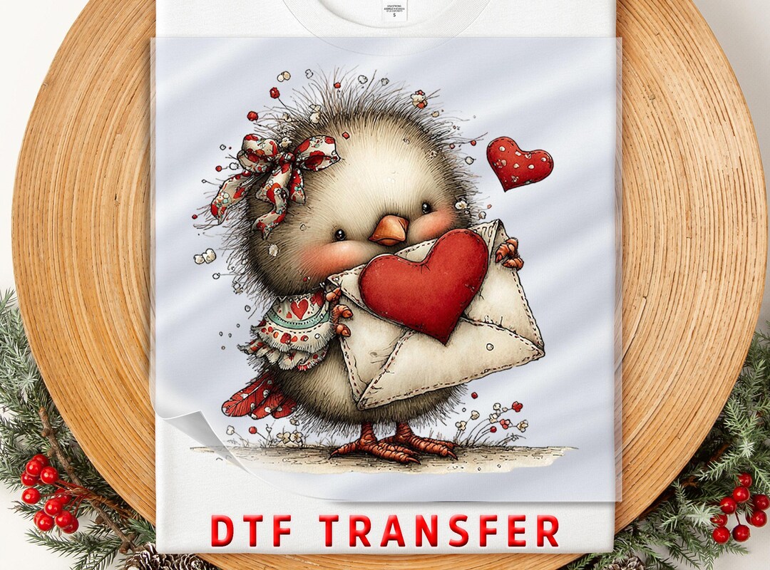 Valentine Bird DTF Transfer: Love Letter, Romantic Apparel - Etsy