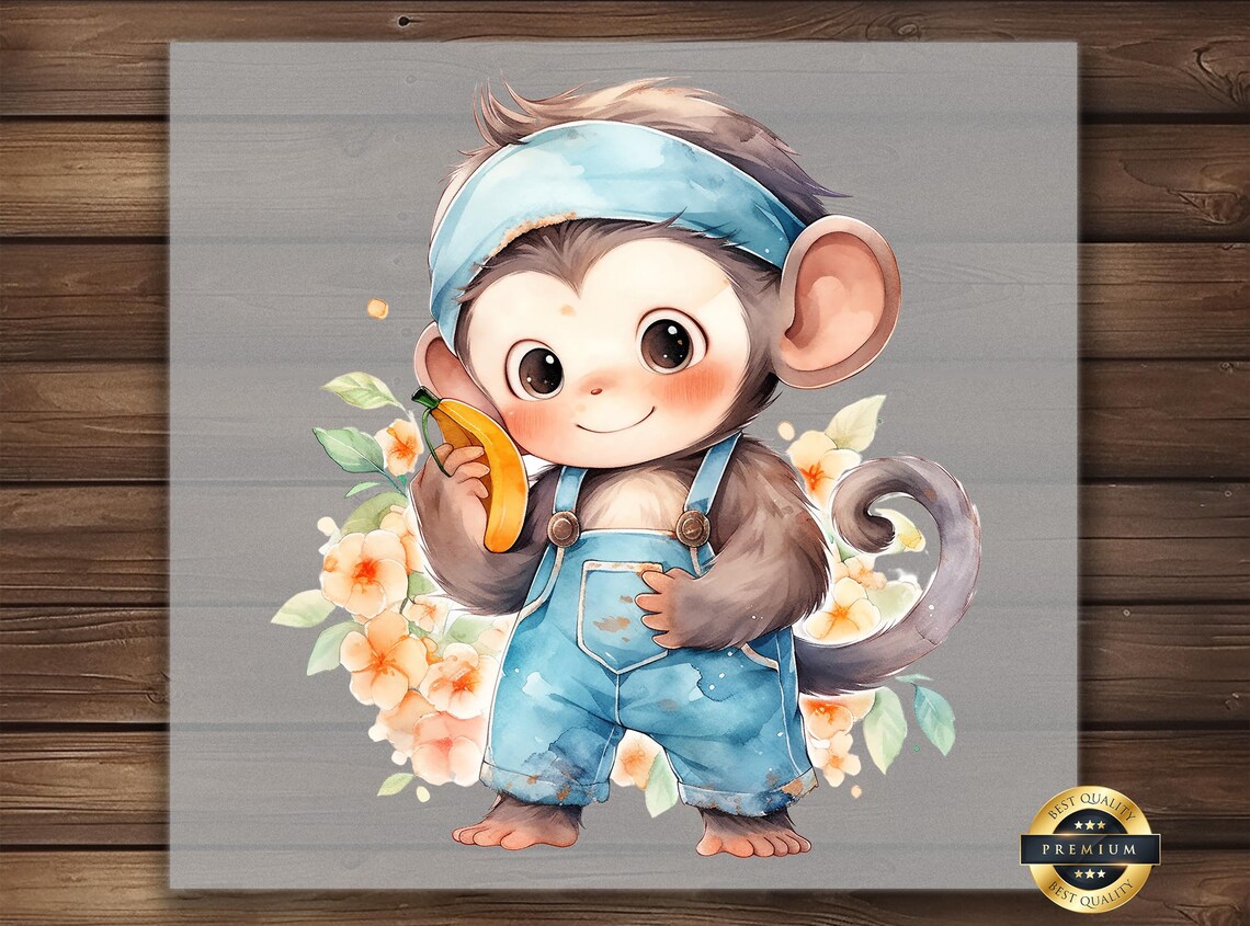 Boy Monkey DTF Transfer: Jungle Animal Shirt Print - Etsy