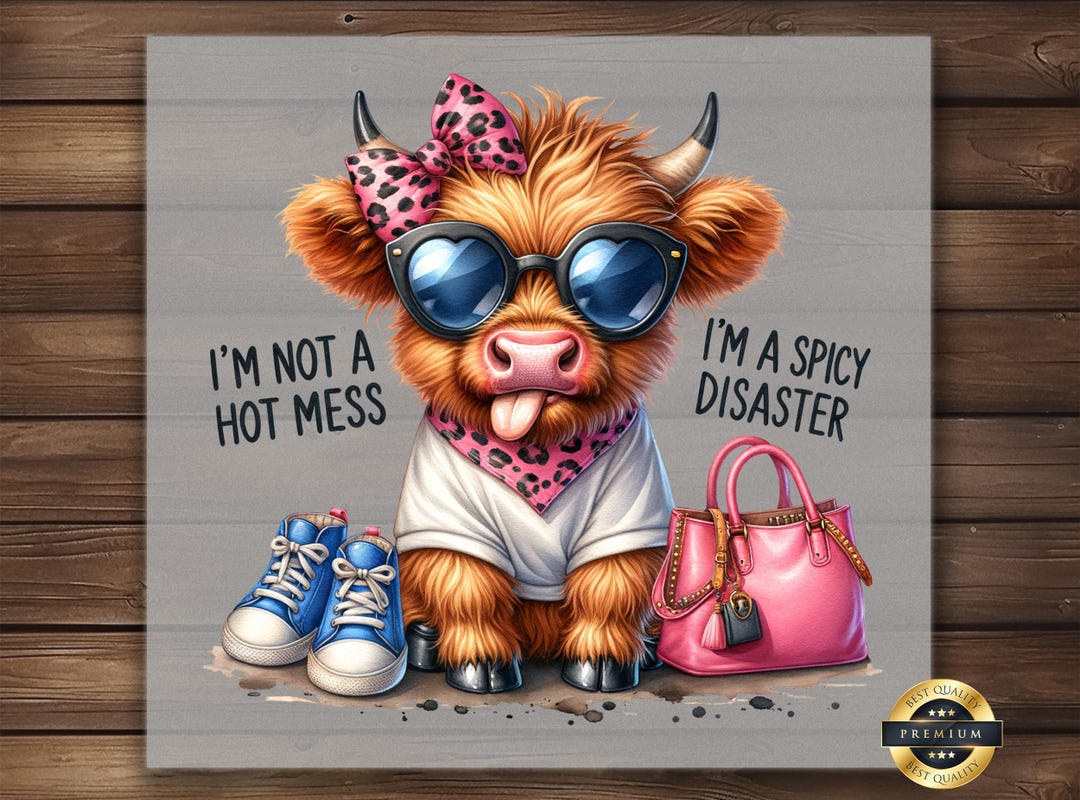 Funny Highland Cow 'hot Mess' DTF Transfer: Sassy Iron-on Design - Etsy