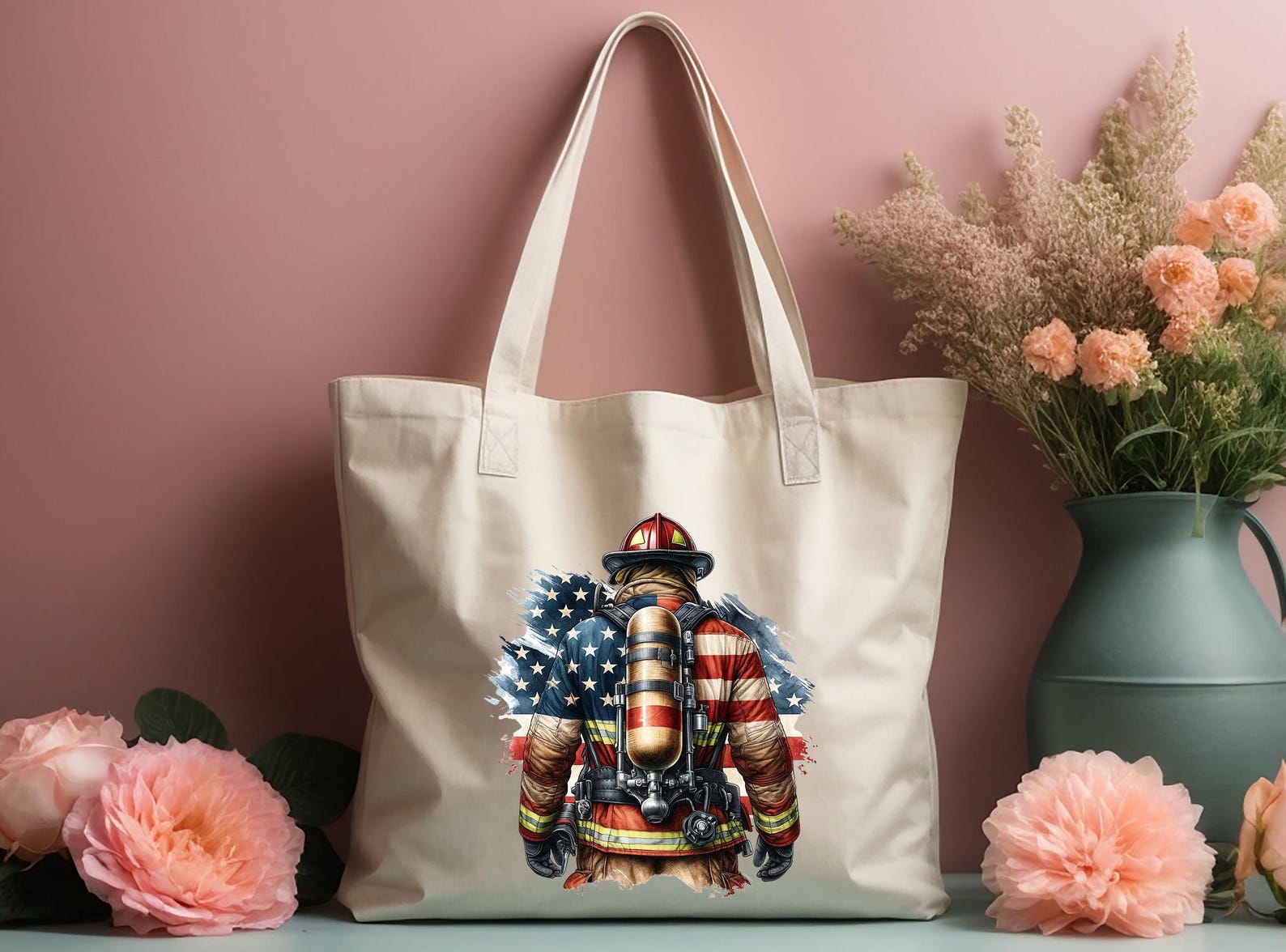 Firefighter USA Flag DTF Transfer: Patriotic Heat Press Design - Etsy