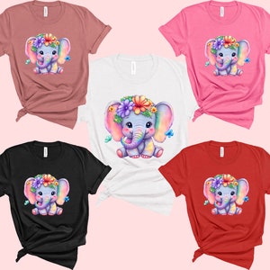 Baby Elephant Clipart DTF Transfer, Rainbow Design, Customizing ...