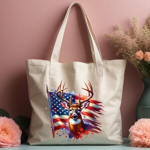 Patriotic Deer DTF Transfer, Rustic Design With American Flag, Perfect ...