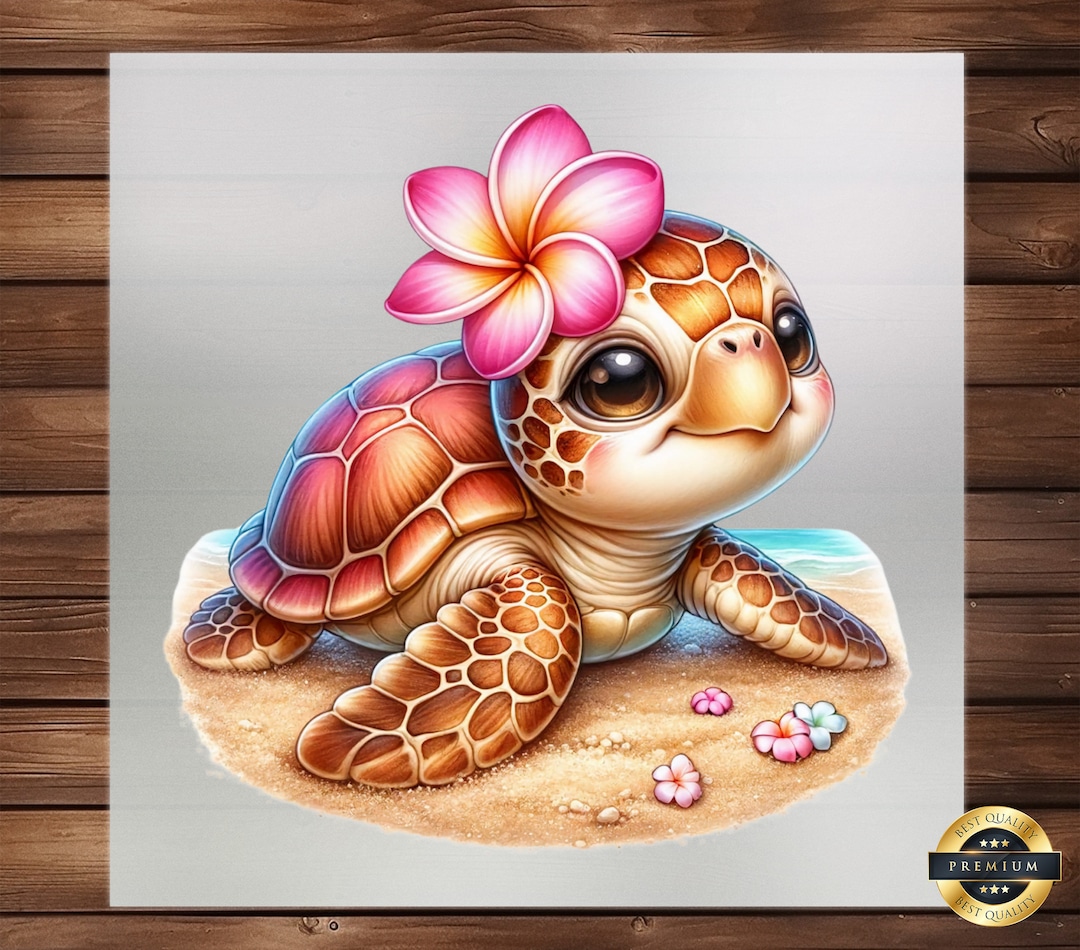 Baby Turtle DTF Transfer, Watercolor Sea Design, Gentle Nursery and ...