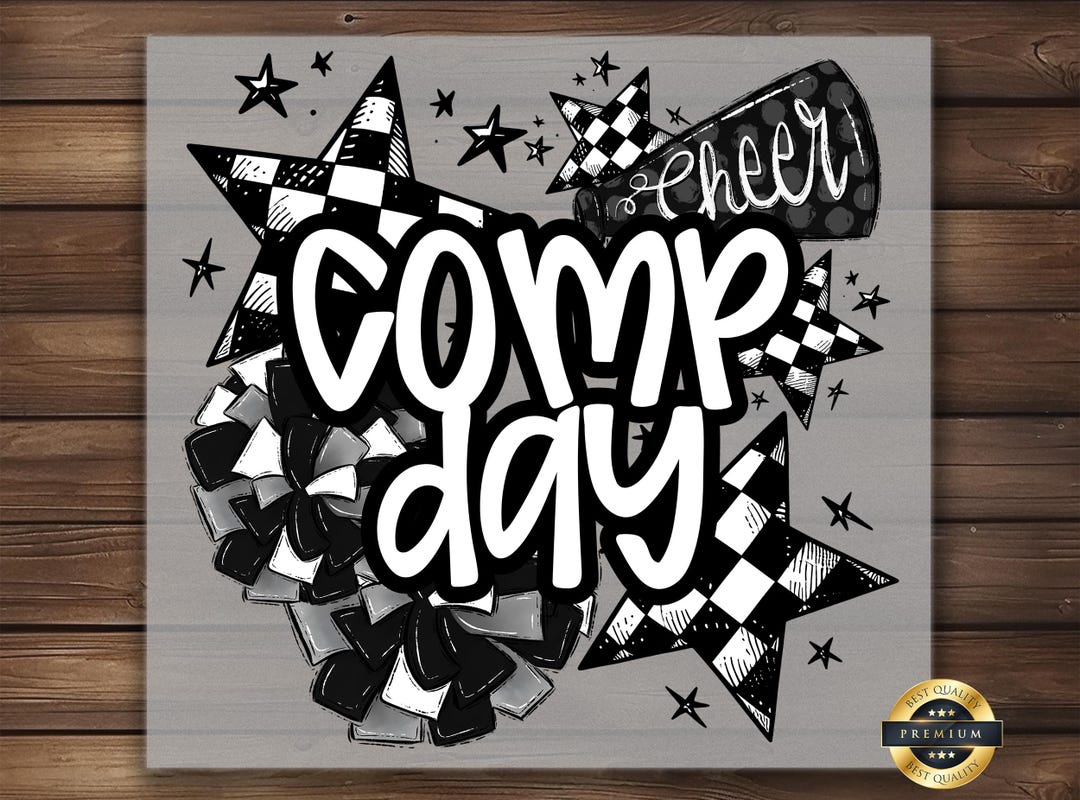 Cheer Comp Day DTF Transfer: Black & White Cheerleading Print - Etsy