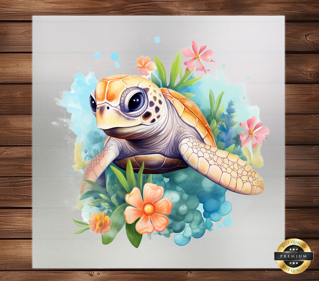 Sea Turtle DTF Transfer, Cute Nautical Ocean Animals, 6 Different Images, Iron on Decal, Ready ...