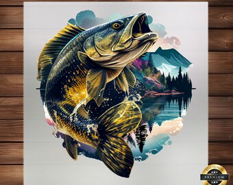 Fishing DTF Heat Transfer, Walleye Direct-to-film Iron-on Transfer ...