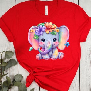 Baby Elephant Clipart DTF Transfer, Rainbow Design, Customizing ...