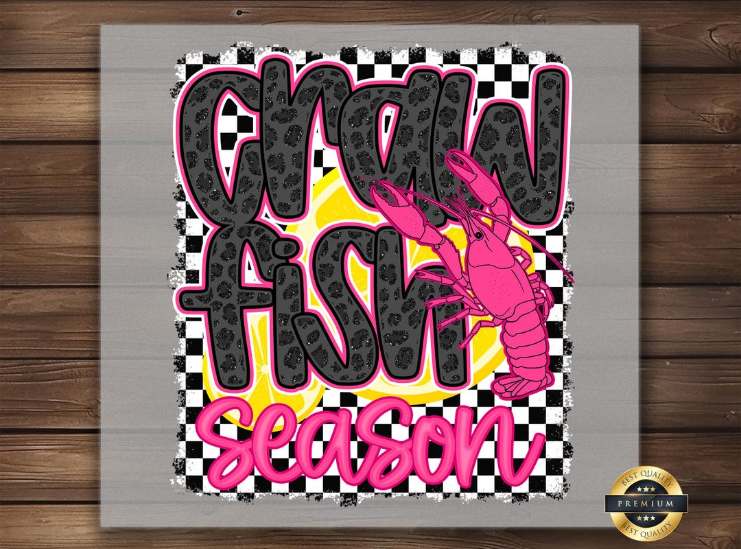 Crawfish Season DTF Transfer, Bold Leopard Print Text With Pink ...