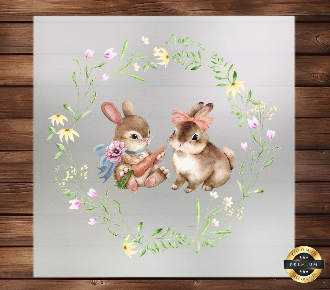 Cottage Bunny DTF Transfer, Charming Rabbit Design, High-quality, Easy ...
