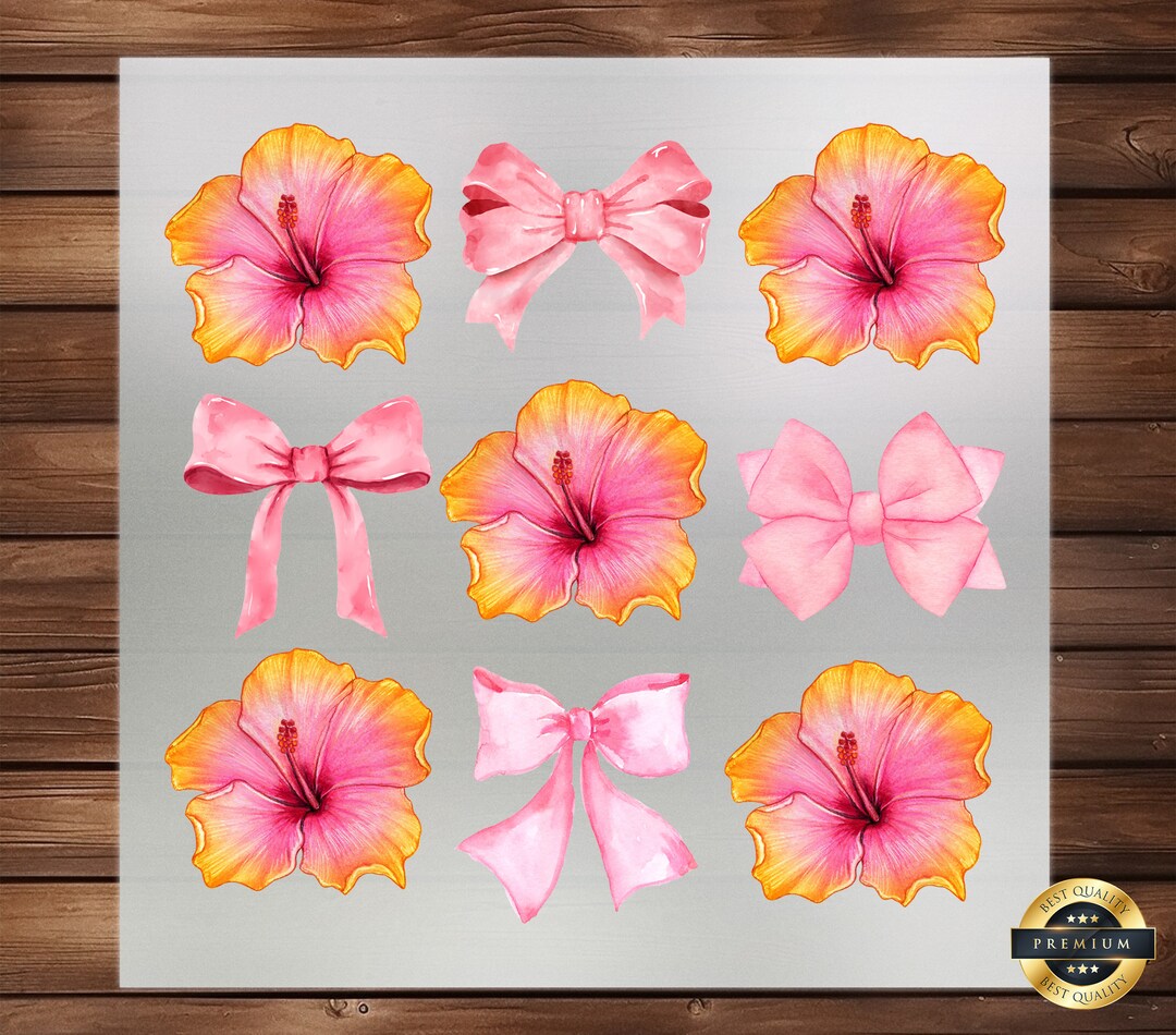 Neon Hibiscus DTF Transfer, Vibrant Floral Design, Custom Apparel, Easy ...