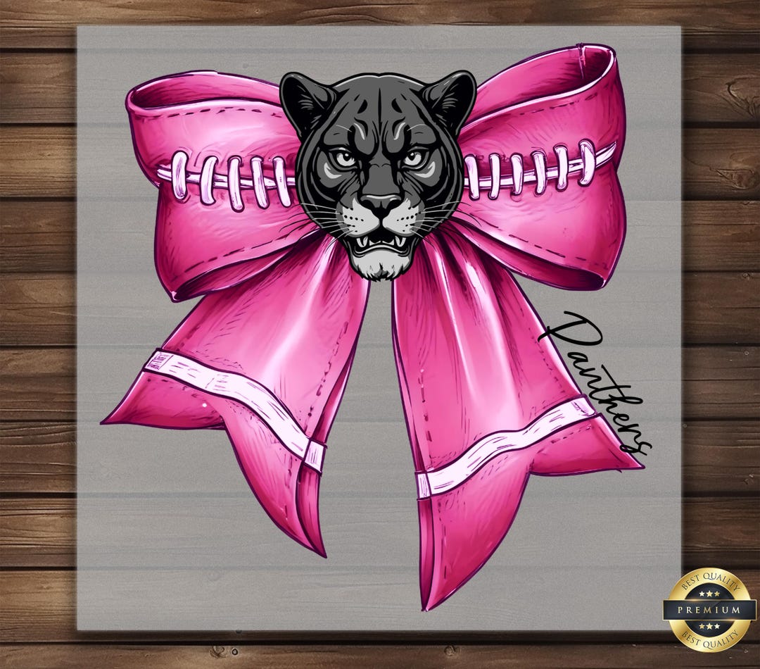 Panthers Football Breast Cancer Awareness DTF Transfer: Coquette Bow ...