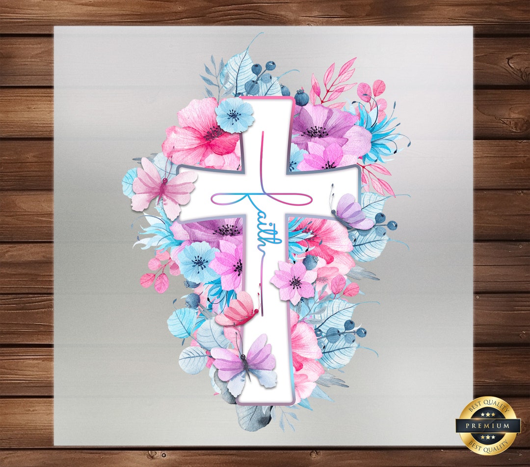 Faith Cross Christian DTF Transfer: Floral Spiritual Art - Etsy