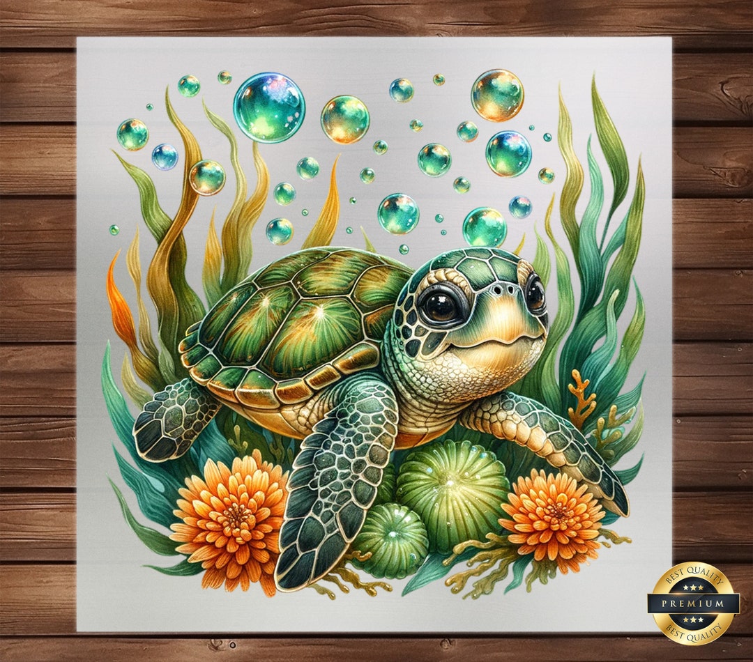 Baby Turtle DTF Transfer, Sea-themed Design, Perfect for Customizing ...