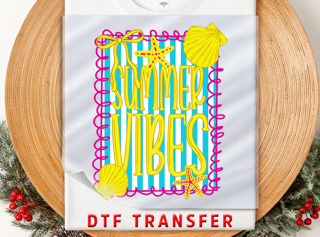 Summer Vibes DTF Transfer: Beach Starfish Shell Typography - Etsy