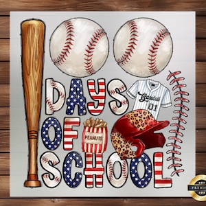 100 Days of School Baseball DTF Transfer: Student Milestone - Etsy