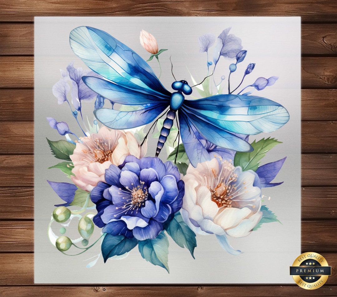Dragonfly Floral DTF Transfer, 6 Different Pattern Options, Iron on ...