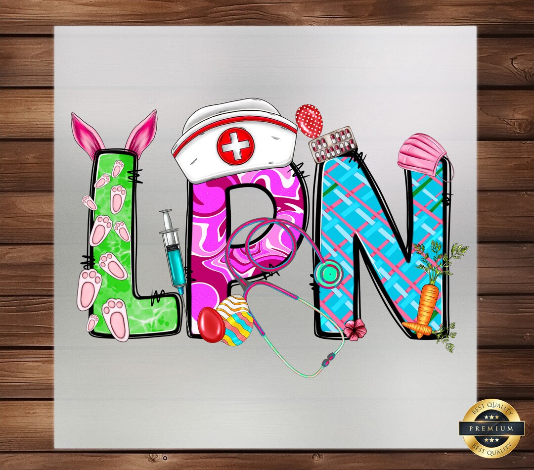LPN Nurse Easter DTF Transfer: Bunny and Nurse Hat Design, DIY Easter ...