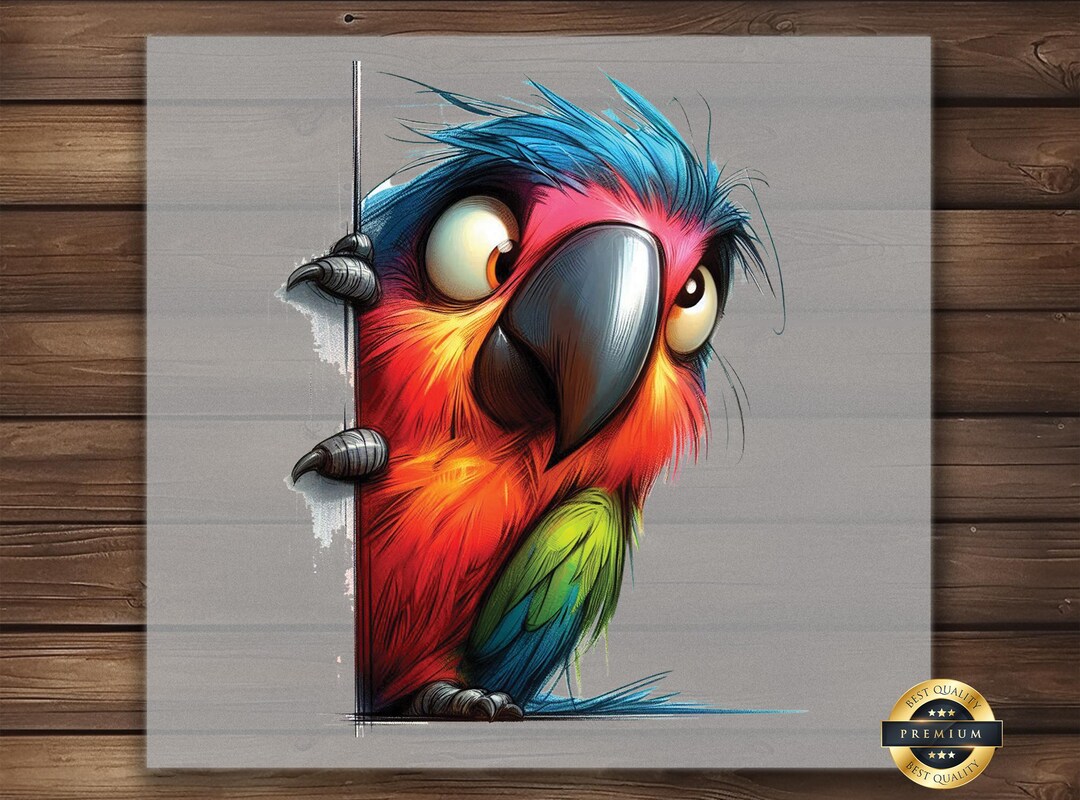 Funny Parrot DTF Transfer, Silly Tropical Bird Print, Colorful Macaw ...