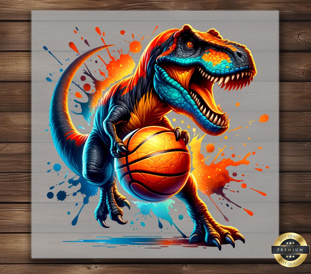 Dinosaur Basketball DTF Transfer: T-rex Iron-on for Sports Apparel - Etsy