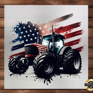 Tractor USA Flag DTF Transfer, Patriotic Farming Iron-on Accent for ...