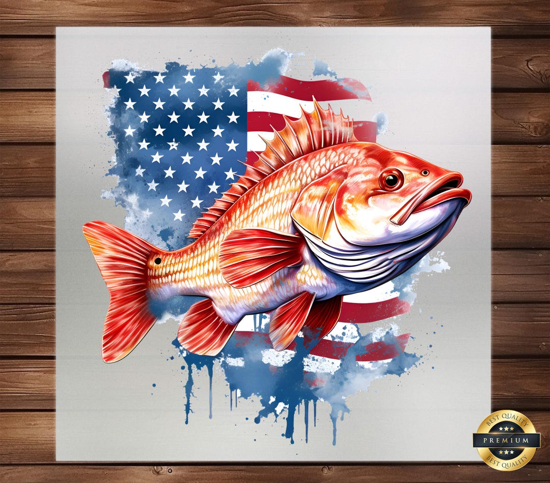 Redfish DTF Transfer: Patriotic Angler Apparel Print - Etsy