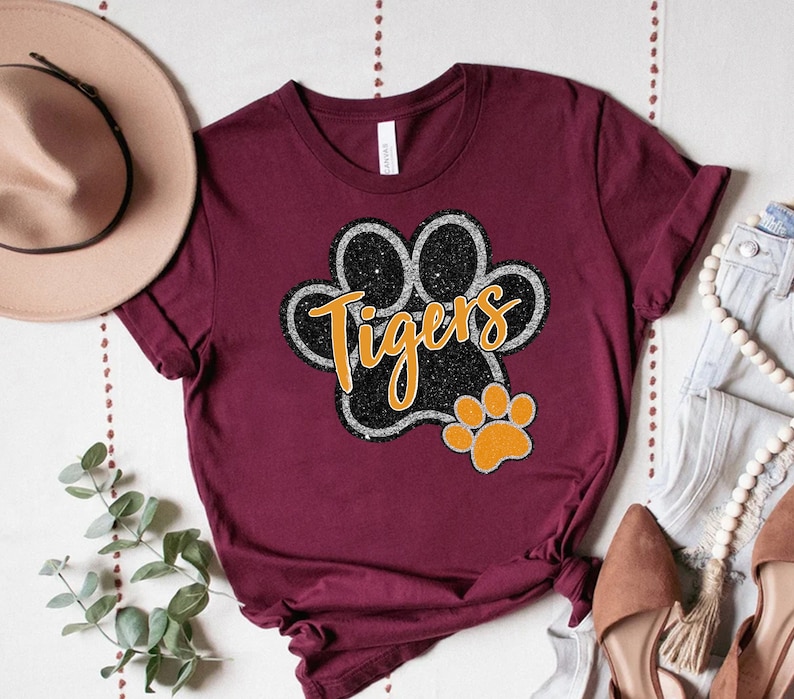 Team Tigers Paw Print DTF Transfer: Football Mom Apparel - Etsy
