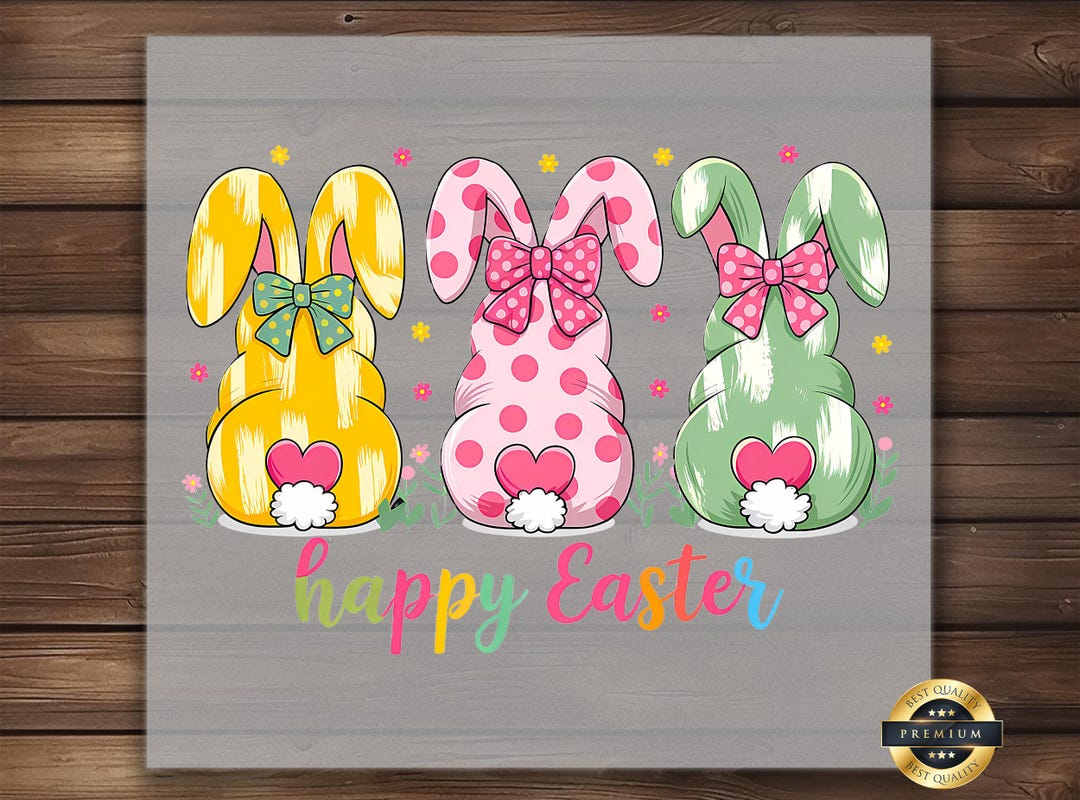Easter Bunny Trio DTF Transfer, Colorful Spring Rabbits, Ready to Press ...