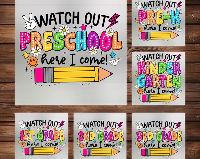 Hello Kindergarten DTF Transfer, Pre-k, 1-5 Grade Design, Iron on Decal ...