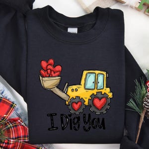 I Dig You DTF Transfer, Heart-filled Construction Truck Design, DIY ...