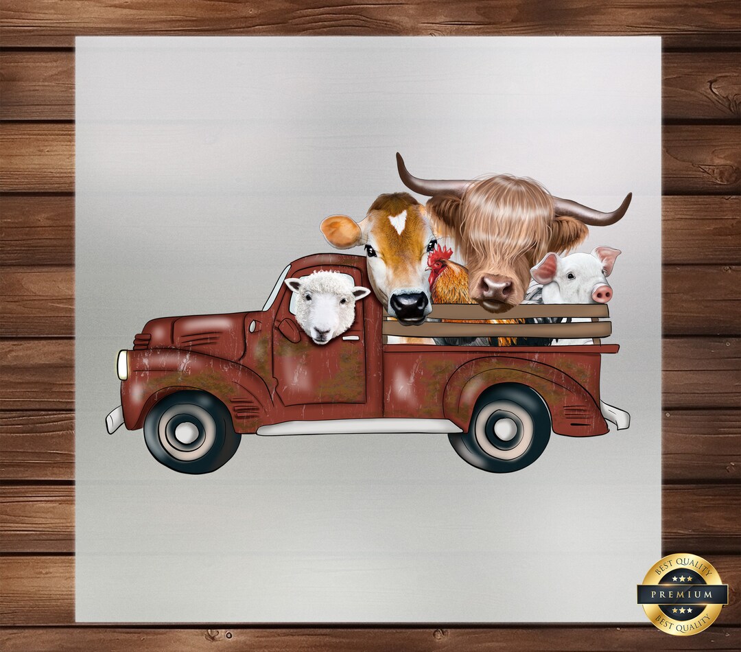Farm Animals Brown DTF Transfer Rustic Farmyard Design for DIY Crafts ...
