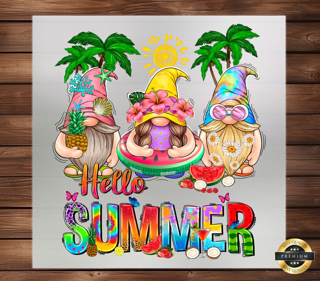 Hello Summer Gnomes DTF Transfer: Seasonal Cheer Print - Etsy