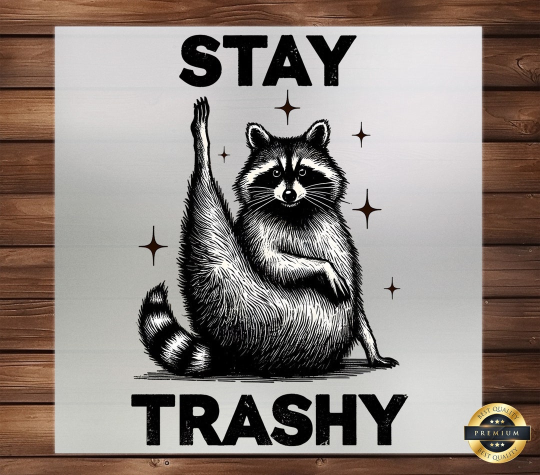 Stay Trashy Raccoon DTF Transfer: Humorous Iron-on Decal - Etsy