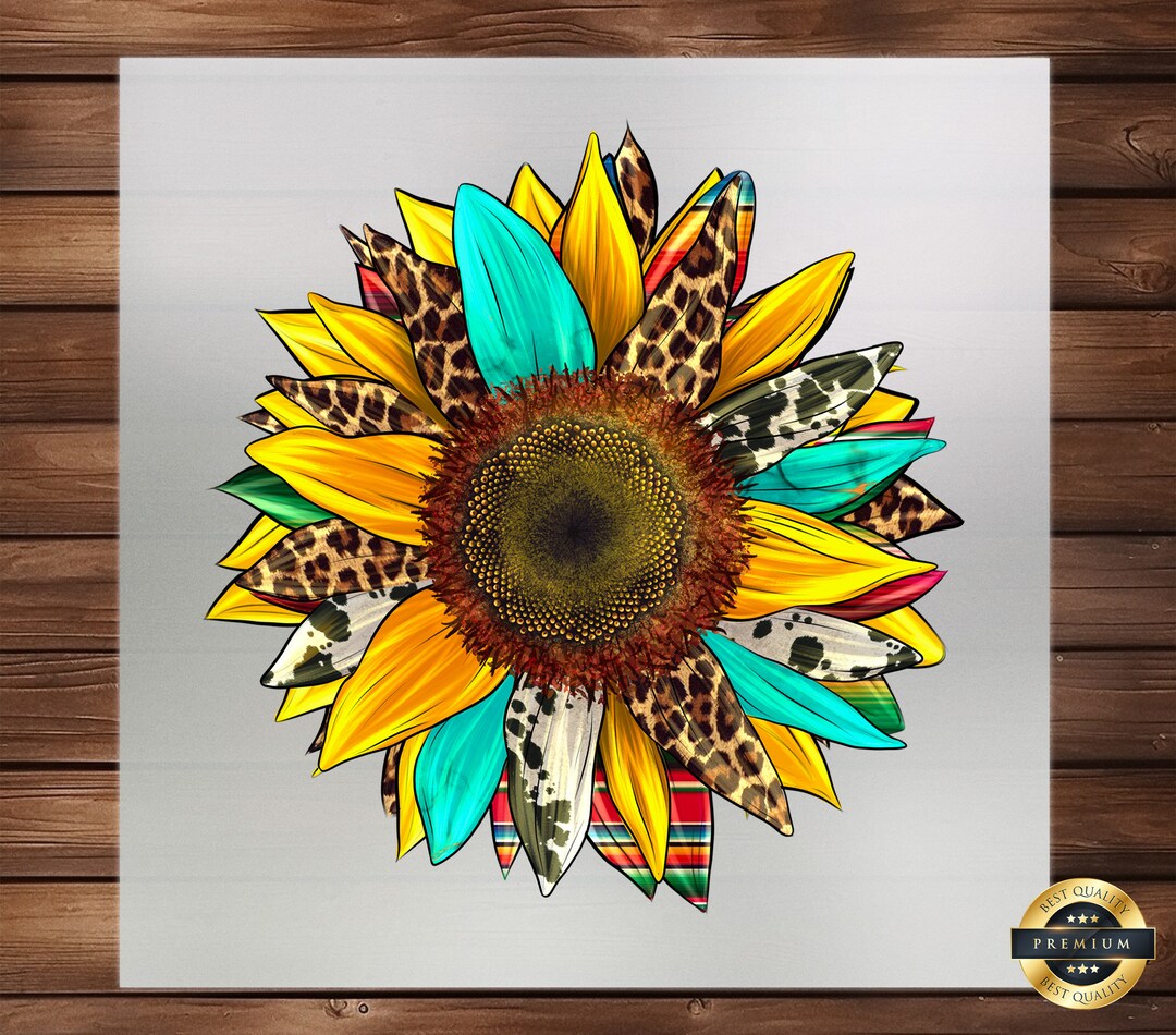 Sunflower Leopard DTF Transfer - Stunning Sunflower and Leopard Print ...