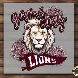 Game Day Lions Mascot DTF Transfer: DIY Apparel Iron-on - Etsy