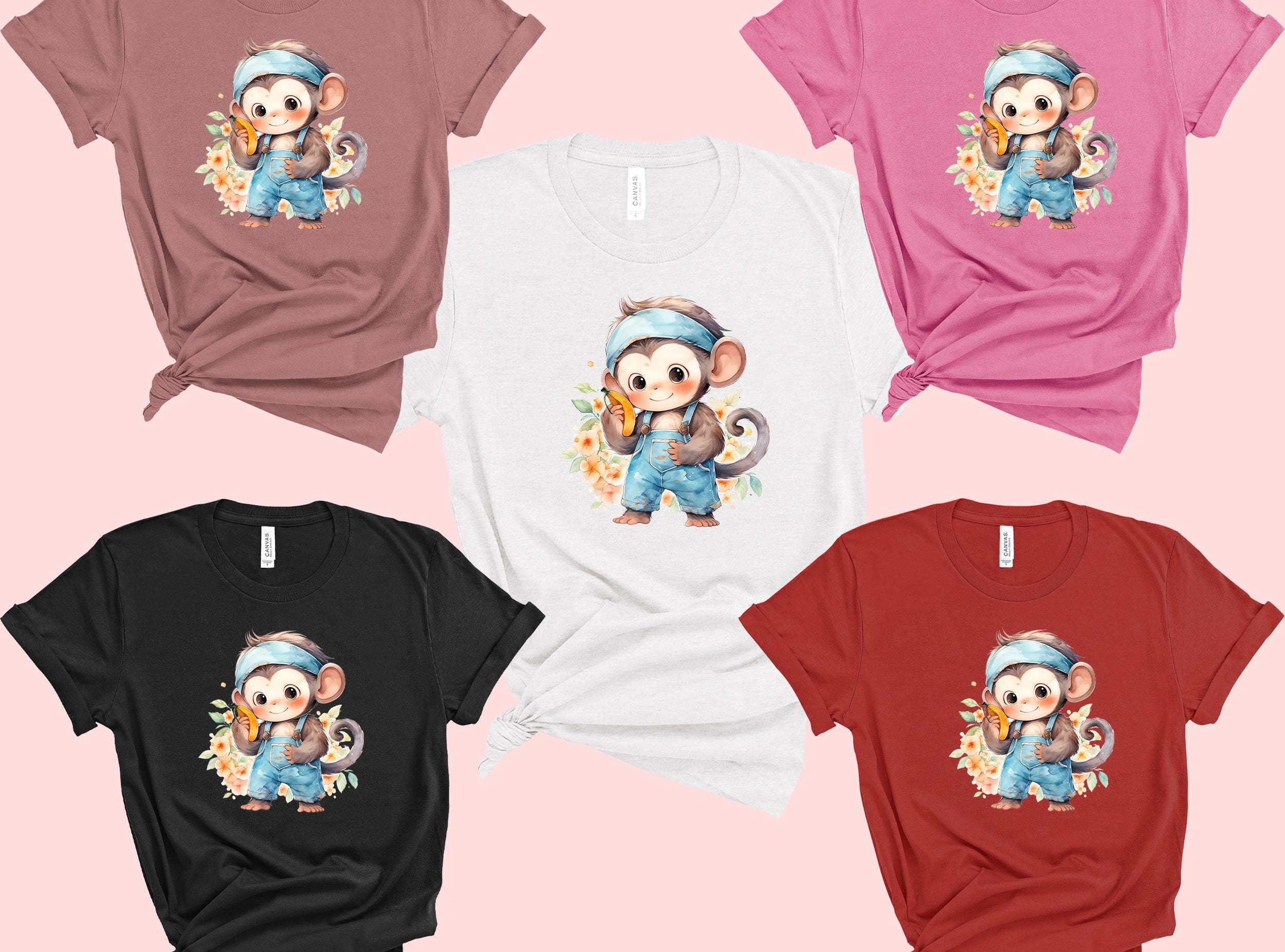 Boy Monkey DTF Transfer: Jungle Animal Shirt Print - Etsy