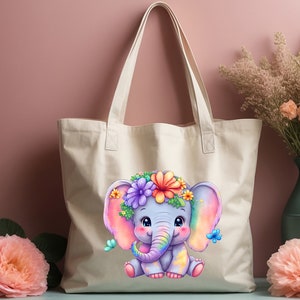 Baby Elephant Clipart DTF Transfer, Rainbow Design, Customizing ...