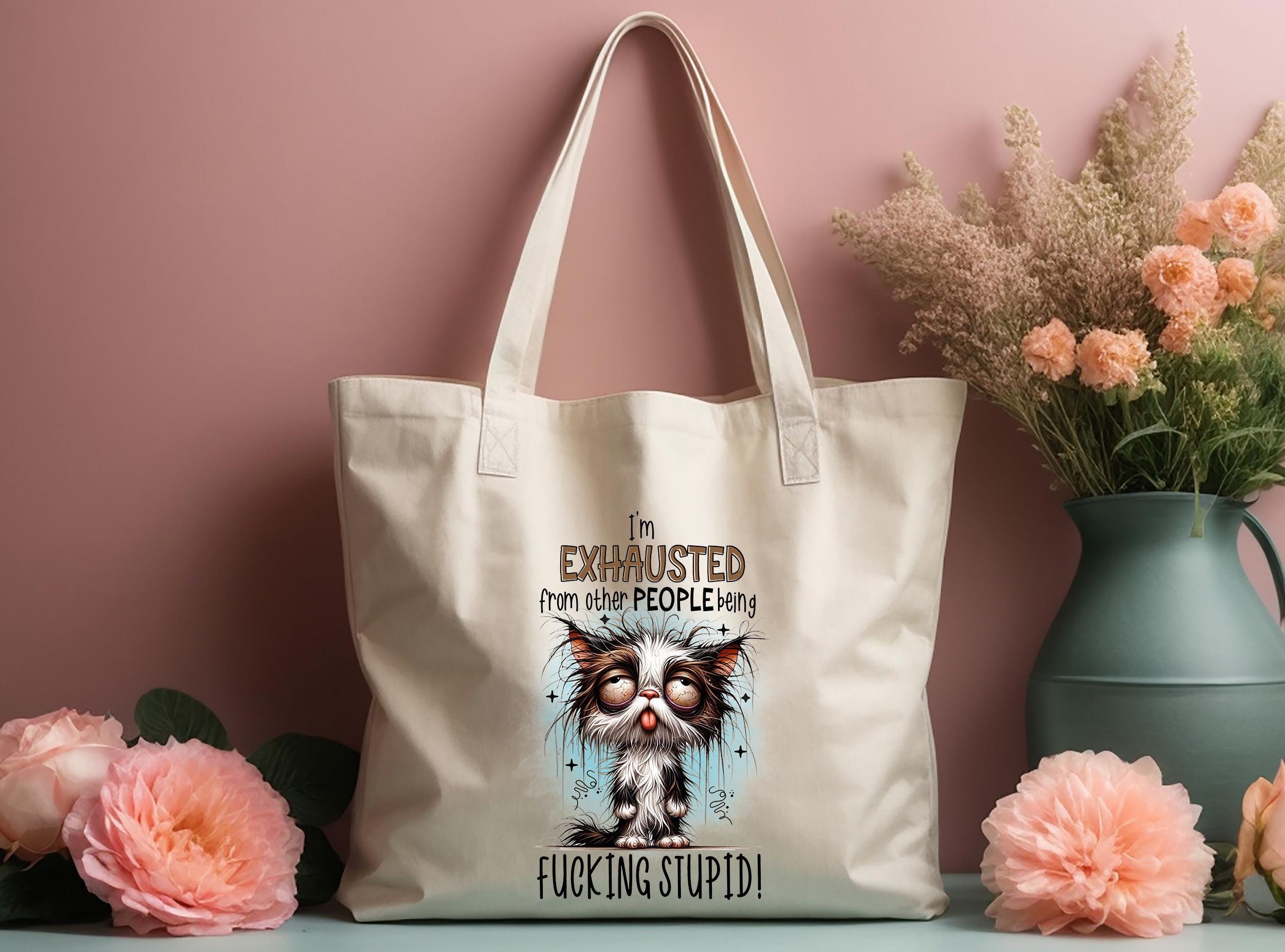 Exhausted Cat DTF Transfer: Funny Sarcastic Iron-on Design - Etsy