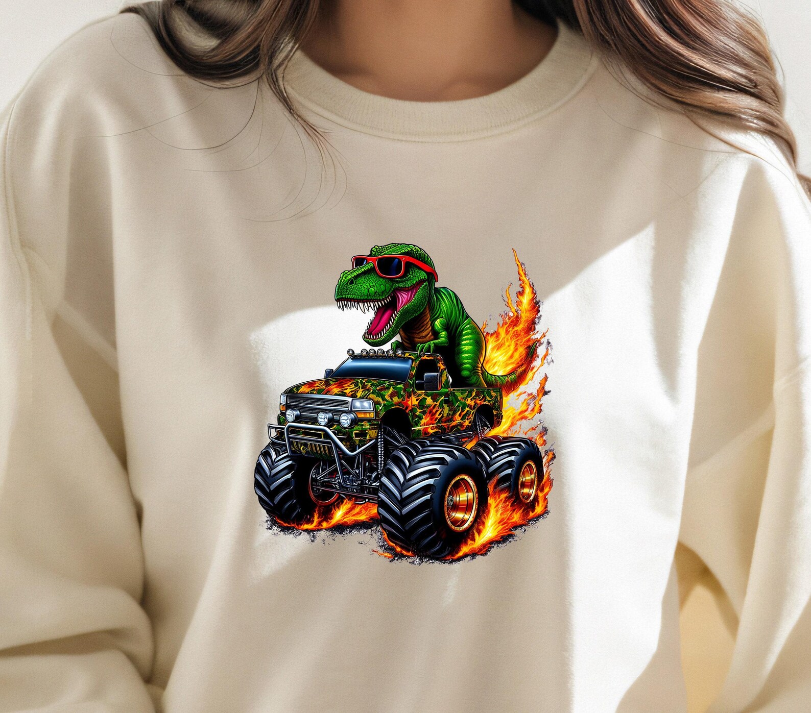 T-rex Monster Truck DTF Transfer: Kids' Apparel Graphic - Etsy