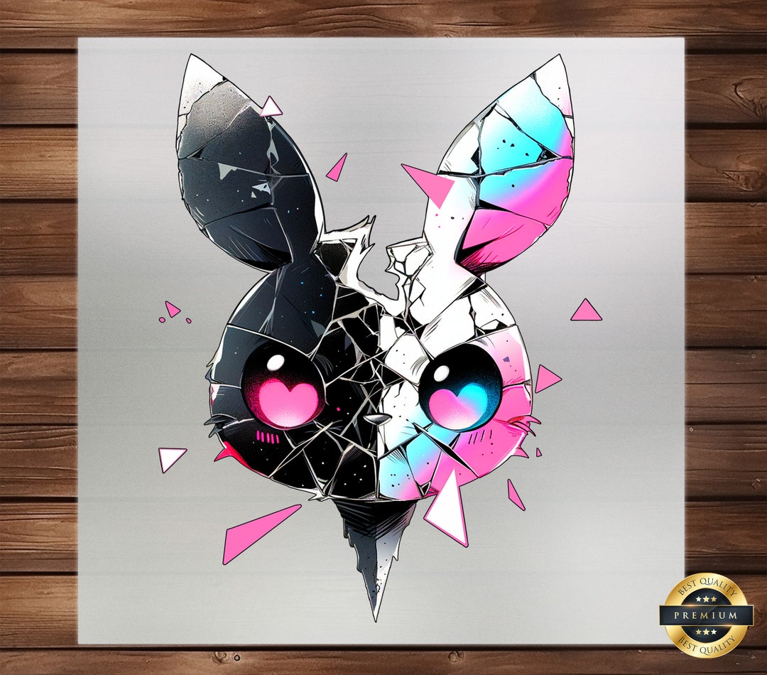 Shattered Bunny DTF Transfer, Unique Rabbit Design, Artistic Cartoon ...