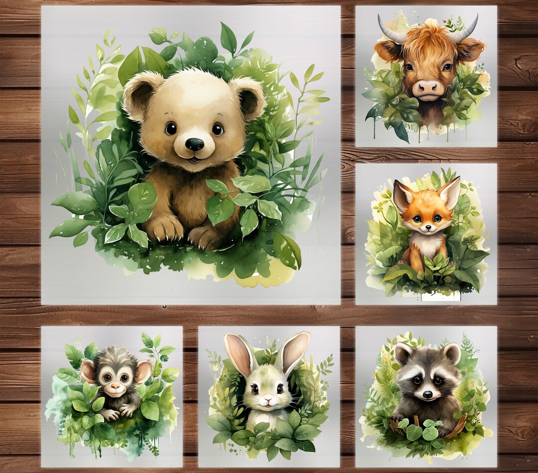 Baby Animals in Leaves DTF Transfer, 6 Different Baby Animal Options ...