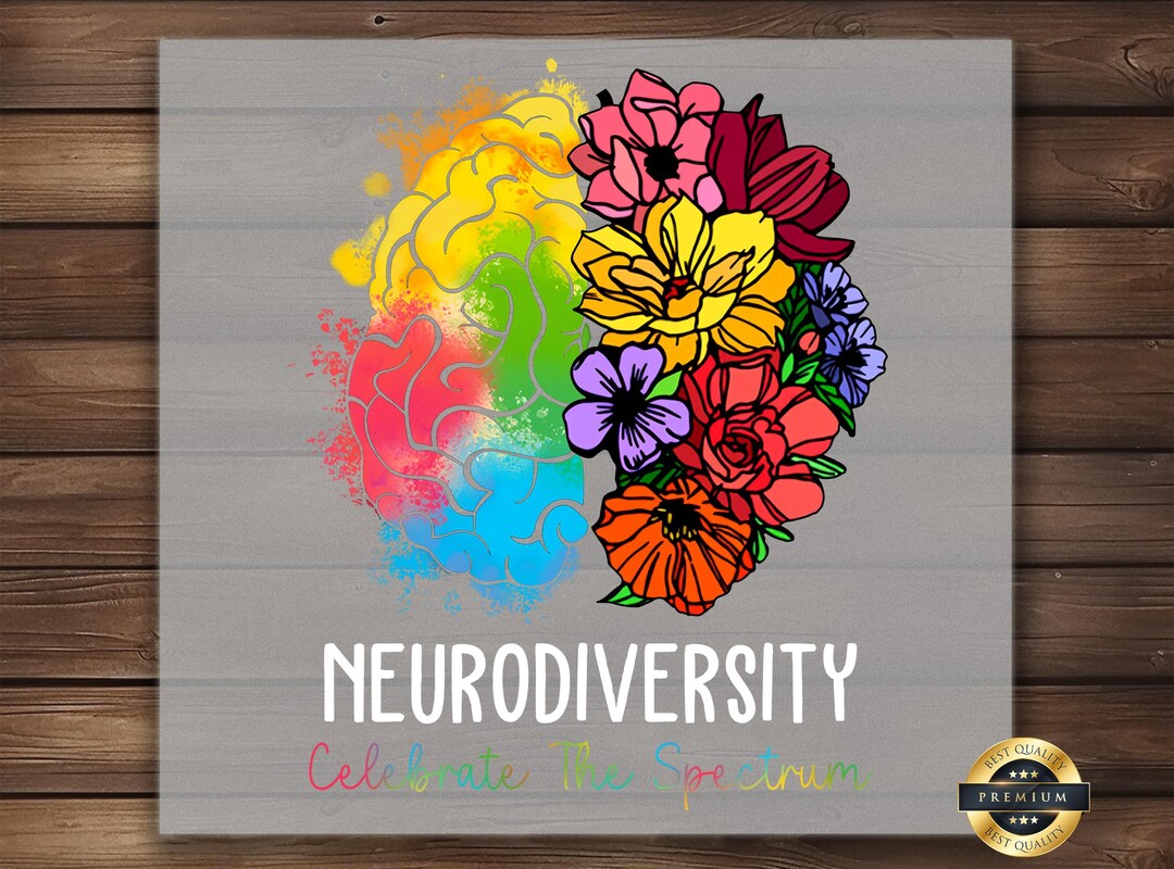 Neurodiversity DTF Transfer: Brain & Flowers, Autism Awareness - Etsy