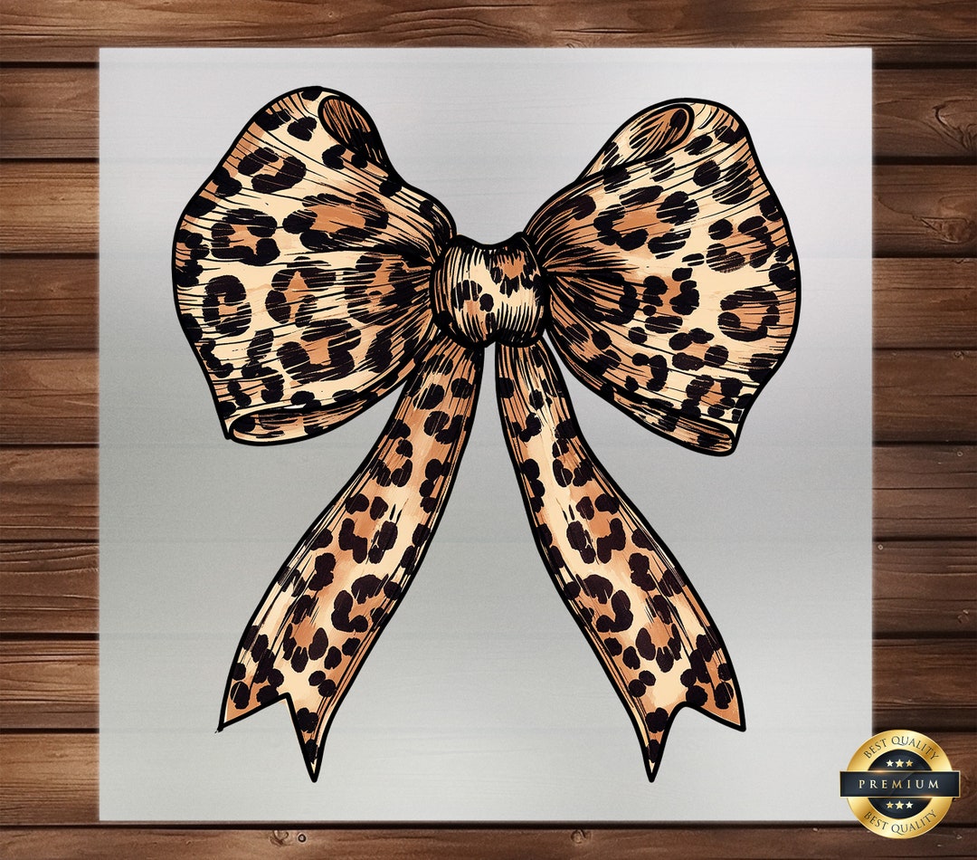 Leopard Bow DTF Transfer, Stylish Animal Print Design, Easy Heat Press ...